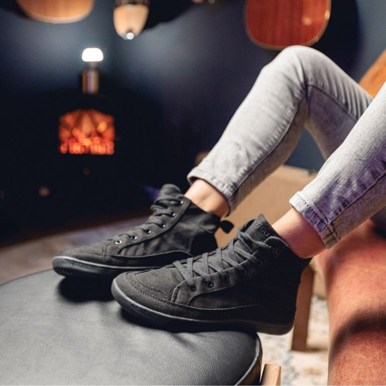Cool Black High Top Barefoot Sneakers - Rutsu Barefoot